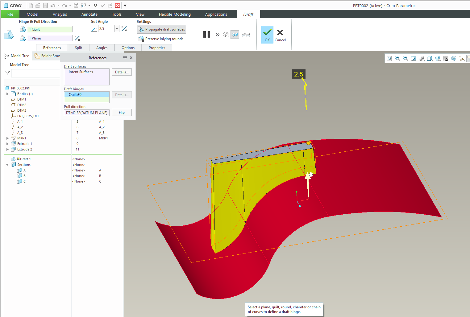 Using Curved Surfaces as a Draft Hinge - PTC Community