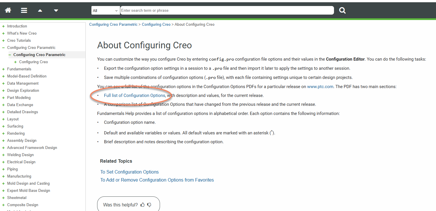 Where is the PDF of Creo 10 config.pro options? - PTC Community
