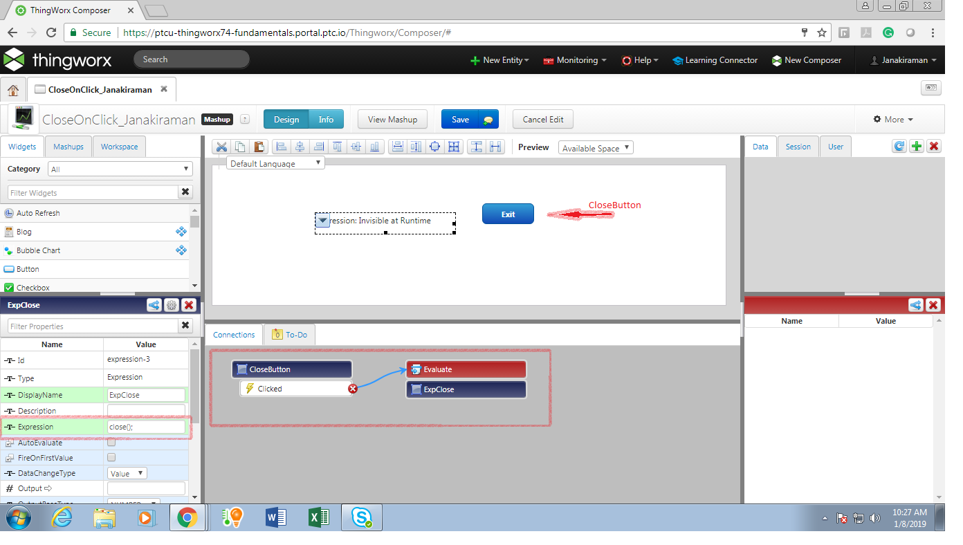 Solved How To Close The Mashup On Button Click Ptc Community