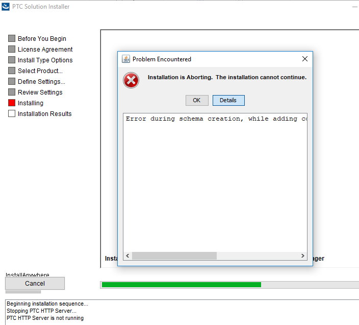 PSI Fails with " Error during schema Creation , wh... - PTC Community