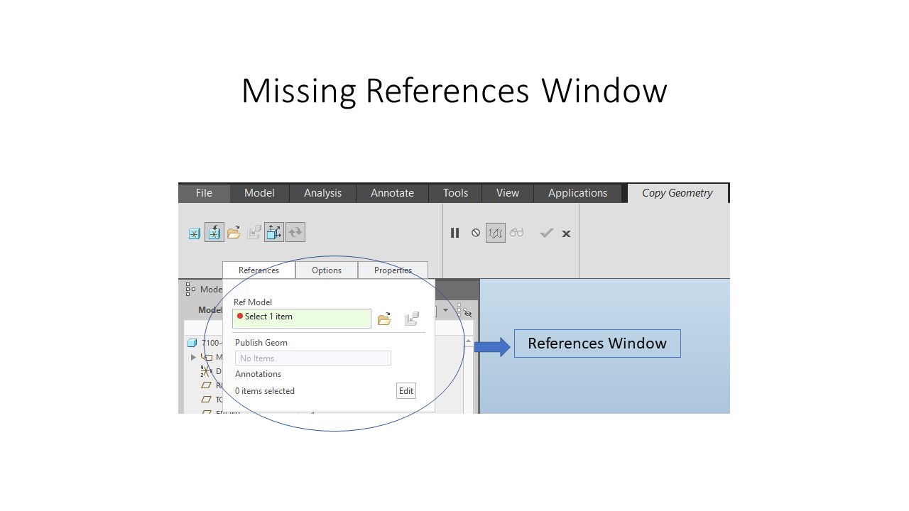 Missing Copy Geometry References Window - PTC Community