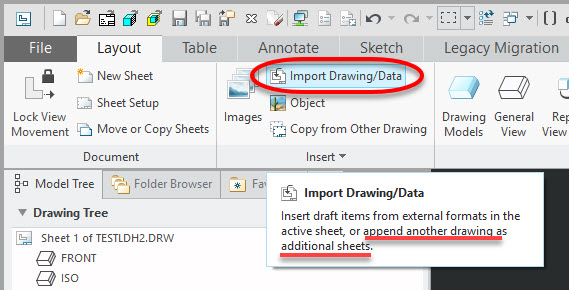 Solved: 2D drawing template in sheets of the same drawing - PTC Community