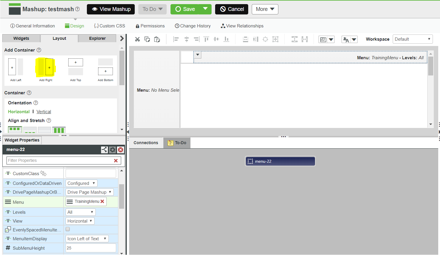 Solved: Align menu horizontal right in flexcontainer - PTC Community