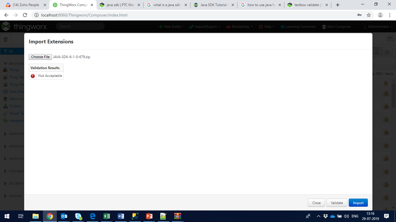Solved Unable To Import Java Sdk Extension Into Thingworx Ptc Community