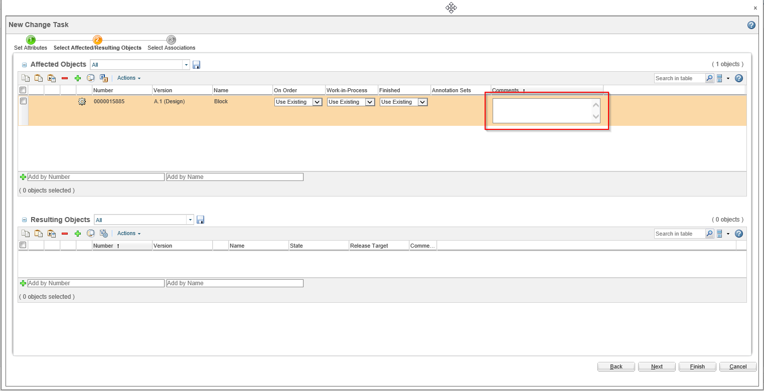 Change Task: Affected Objects Table: Comments one ... - PTC Community