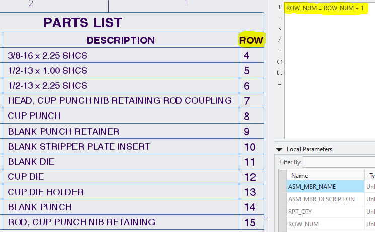 BOM table relations to compare model name - PTC Community