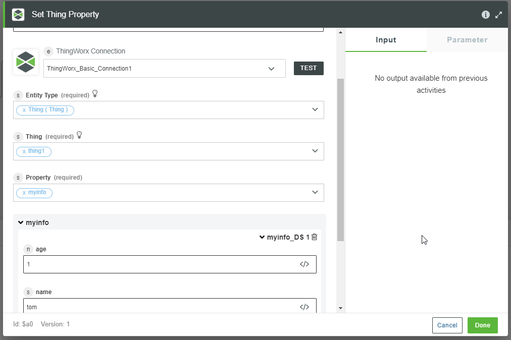 Solved: Flow's Set Thing Property Action to set parameter ... - PTC Community