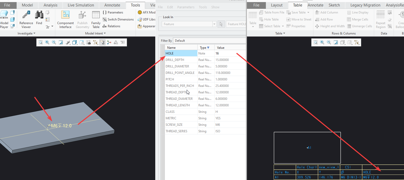 Hole table and callout format - PTC Community