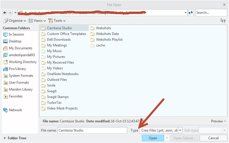 Unable to see files in folder in order to open - PTC Community