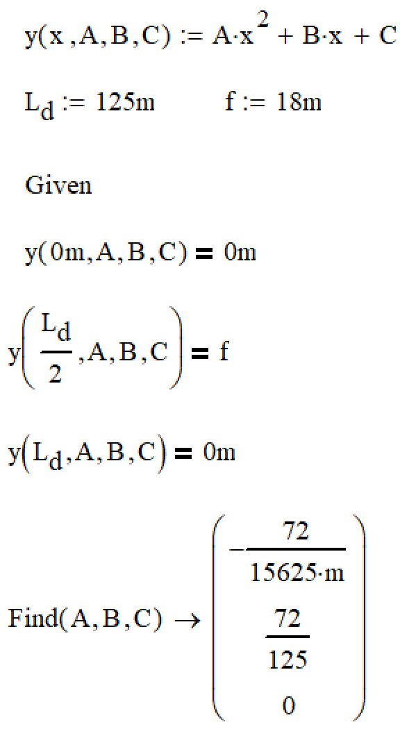 Mathcad quadratic equation of an arch - PTC Community