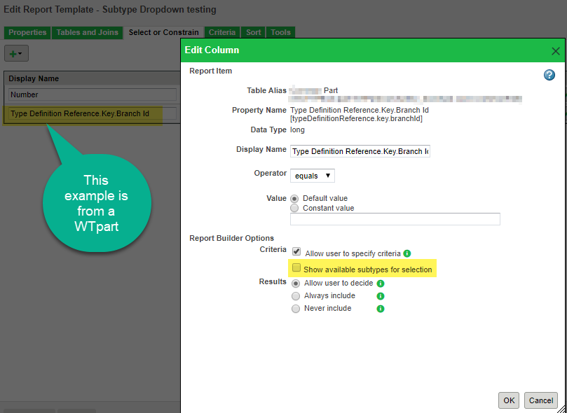 Select-able report for CN types - PTC Community