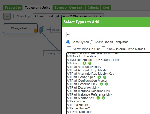 Select-able report for CN types - PTC Community