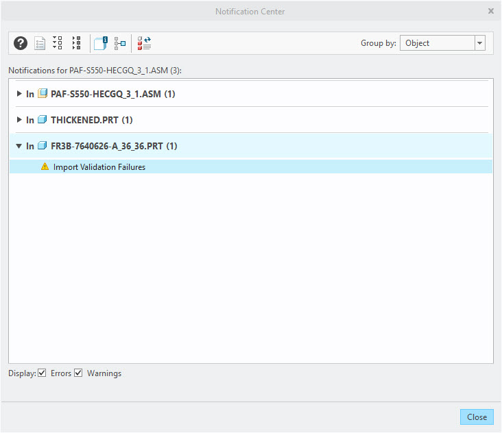 Issue: "Import Validation Failure notification" - PTC Community