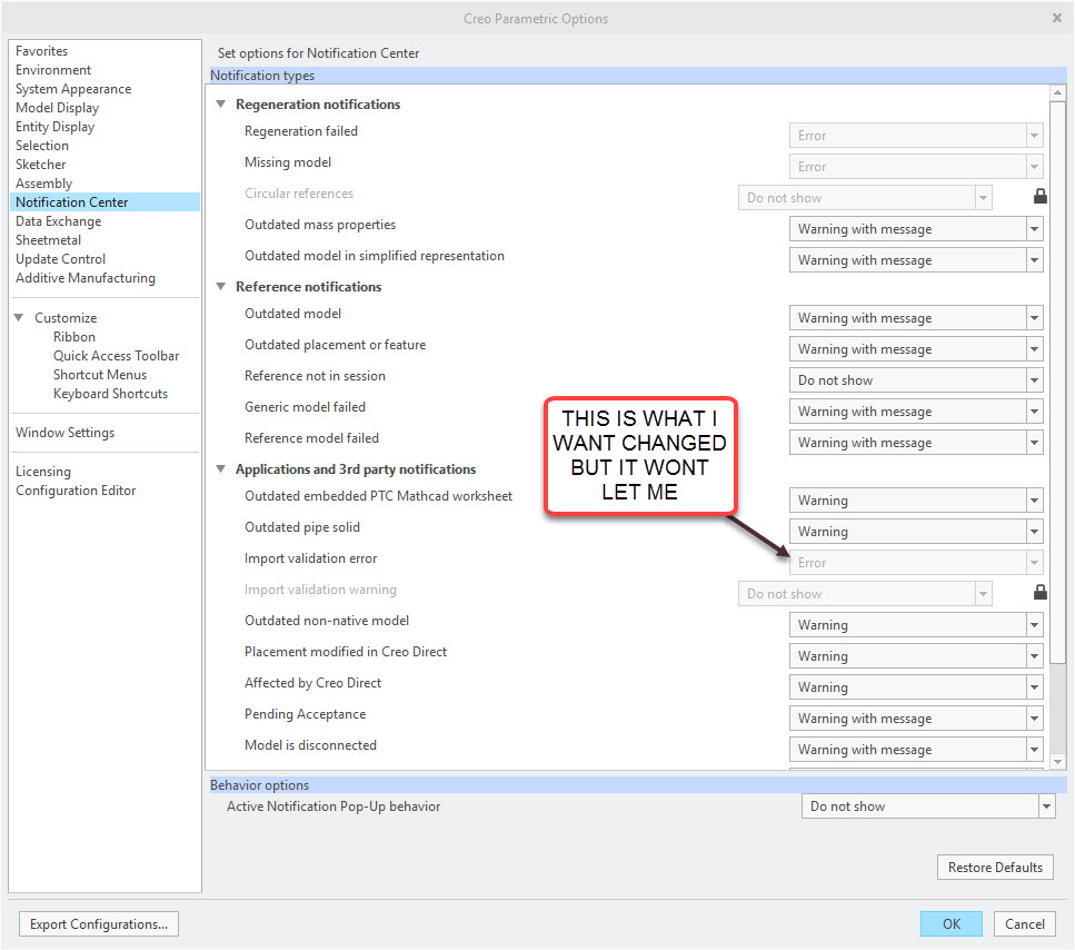 Issue: "Import Validation Failure notification" - PTC Community