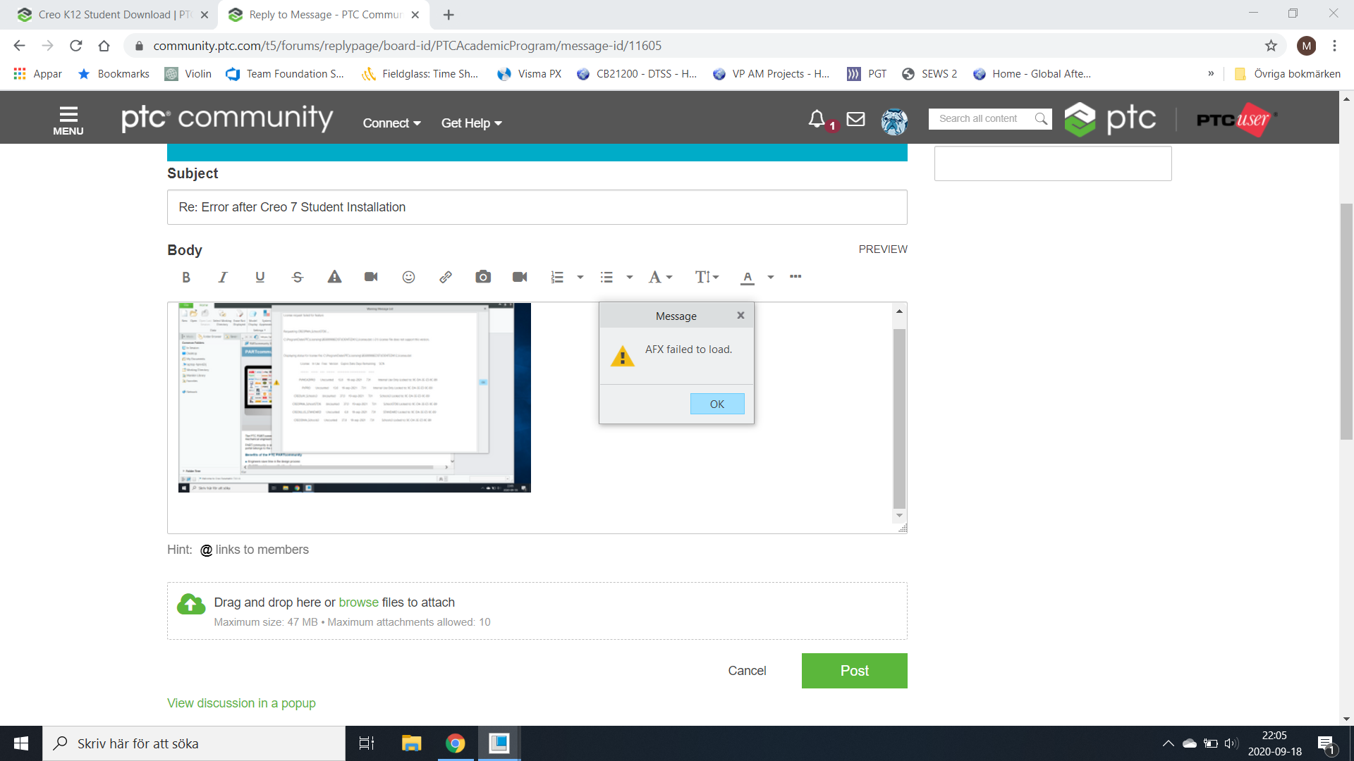 Solved: Error after Creo 7 Student Installation - PTC Community
