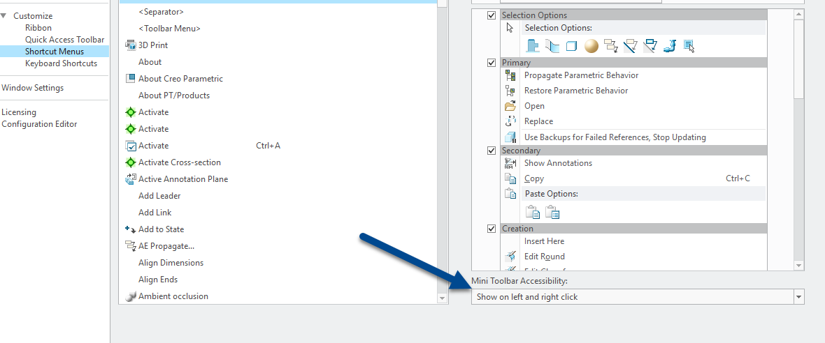 Solved: mini-toolbar disappeared in Creo5 - PTC Community