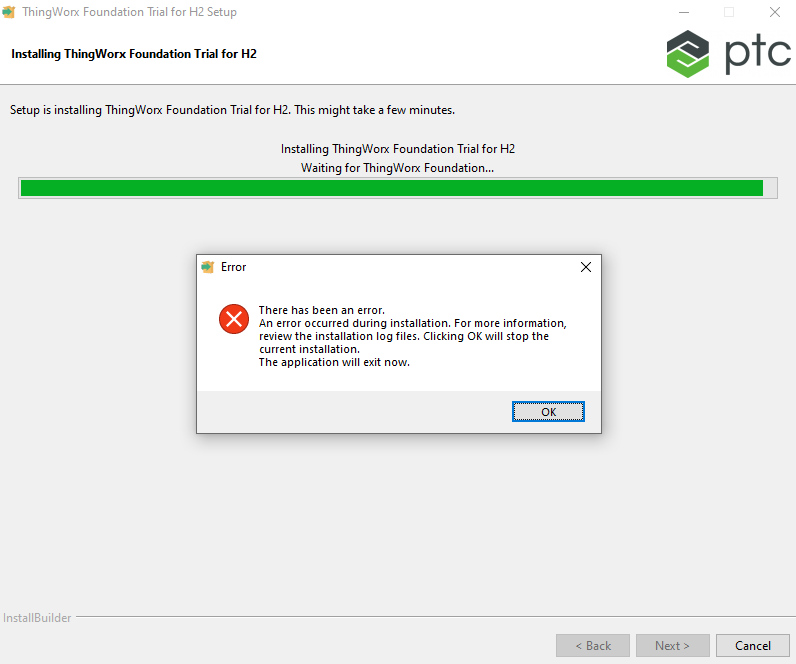 Solved: Cannot install ThingWorx foundation - PTC Community