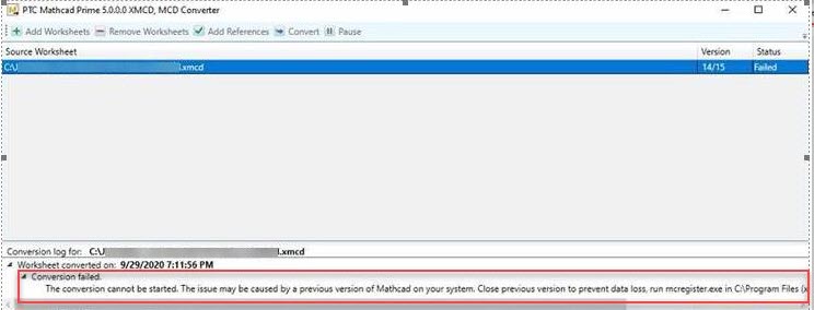 Solved Error Conversion Failed Could Not Start Mathcad Ptc