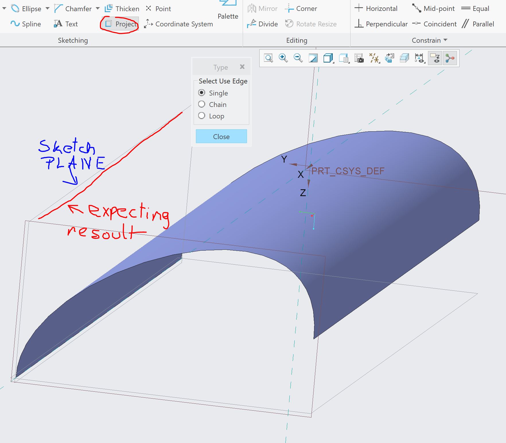 Solved: Surface -> project to plane is that possible in C... - PTC ...