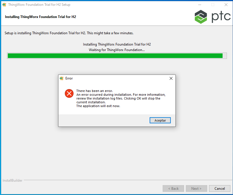 Solved: Error installation Thingworx Foundation 9.1 - PTC Community