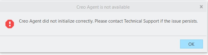 Creo Agent did not initialize correctly. Please co... - PTC Community