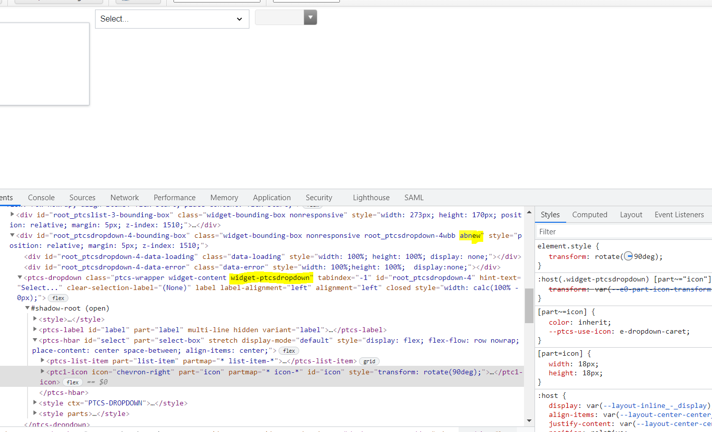 rotate carrot on dropdown widget - PTC Community