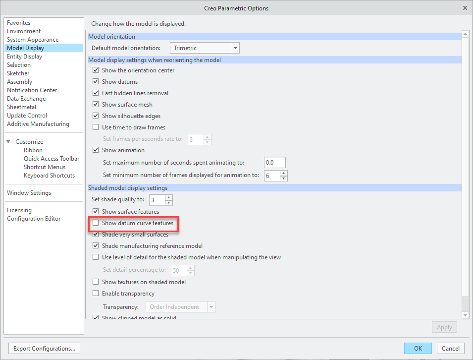 Solved: Creo Datum Curves Config Option - PTC Community