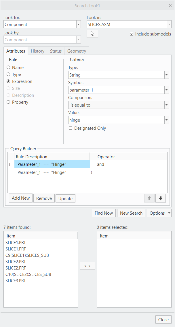 Solved: With the search tool I would like to select all th... - PTC ...