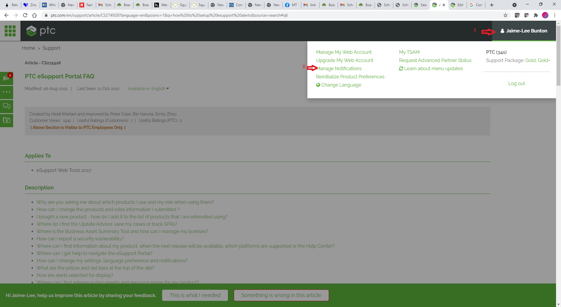 How to set up eSupport Alerts and Notifications - PTC Community