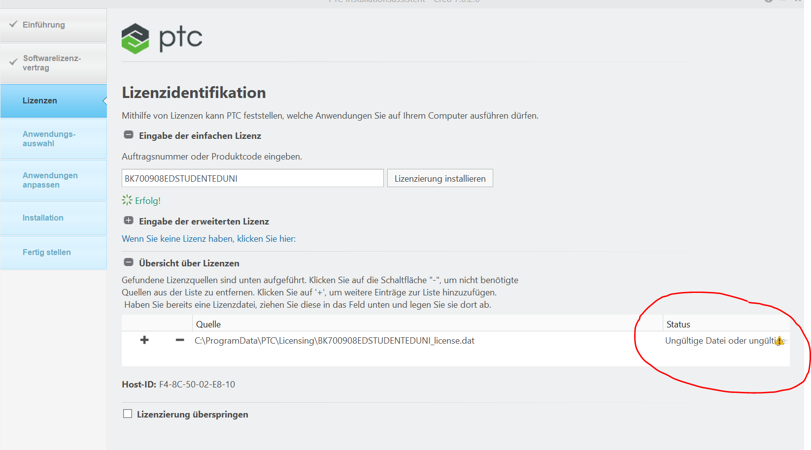 License Identification error - PTC Community