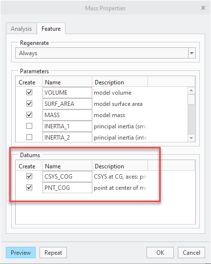 Solved: Centre of Gravity (CG) for parts, assemblies and d... - PTC ...