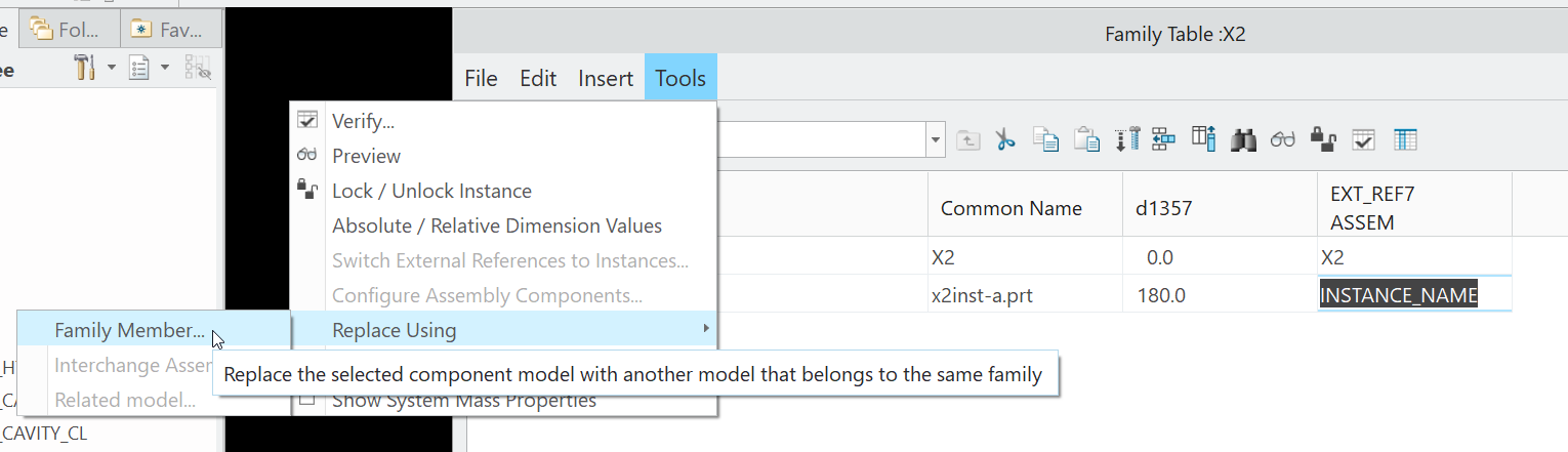 How to use a family table instance name in a famil... - PTC Community