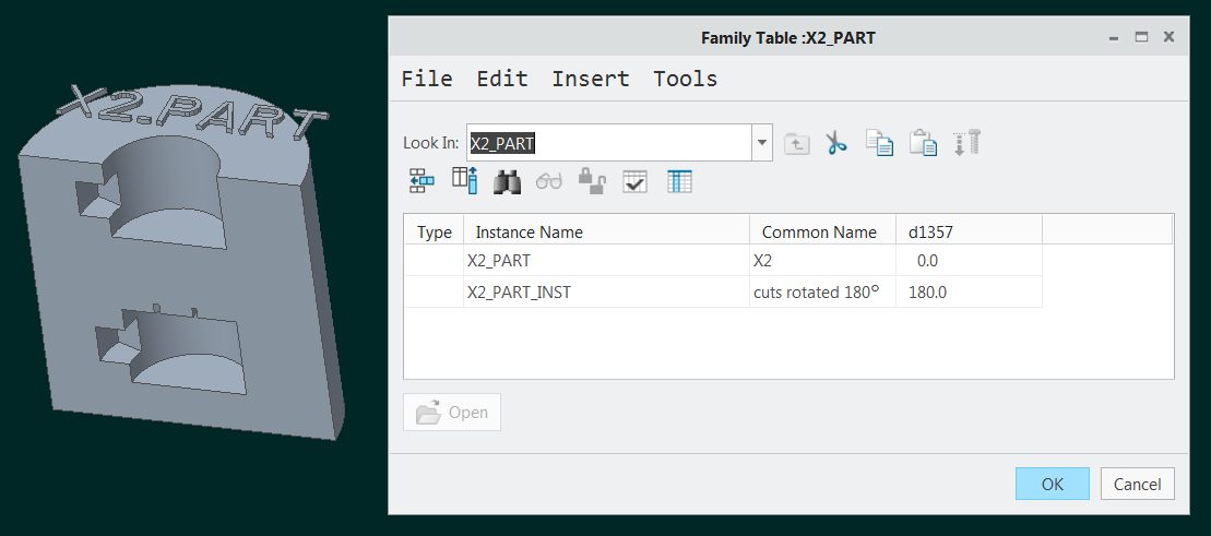 How to use a family table instance name in a famil... - PTC Community