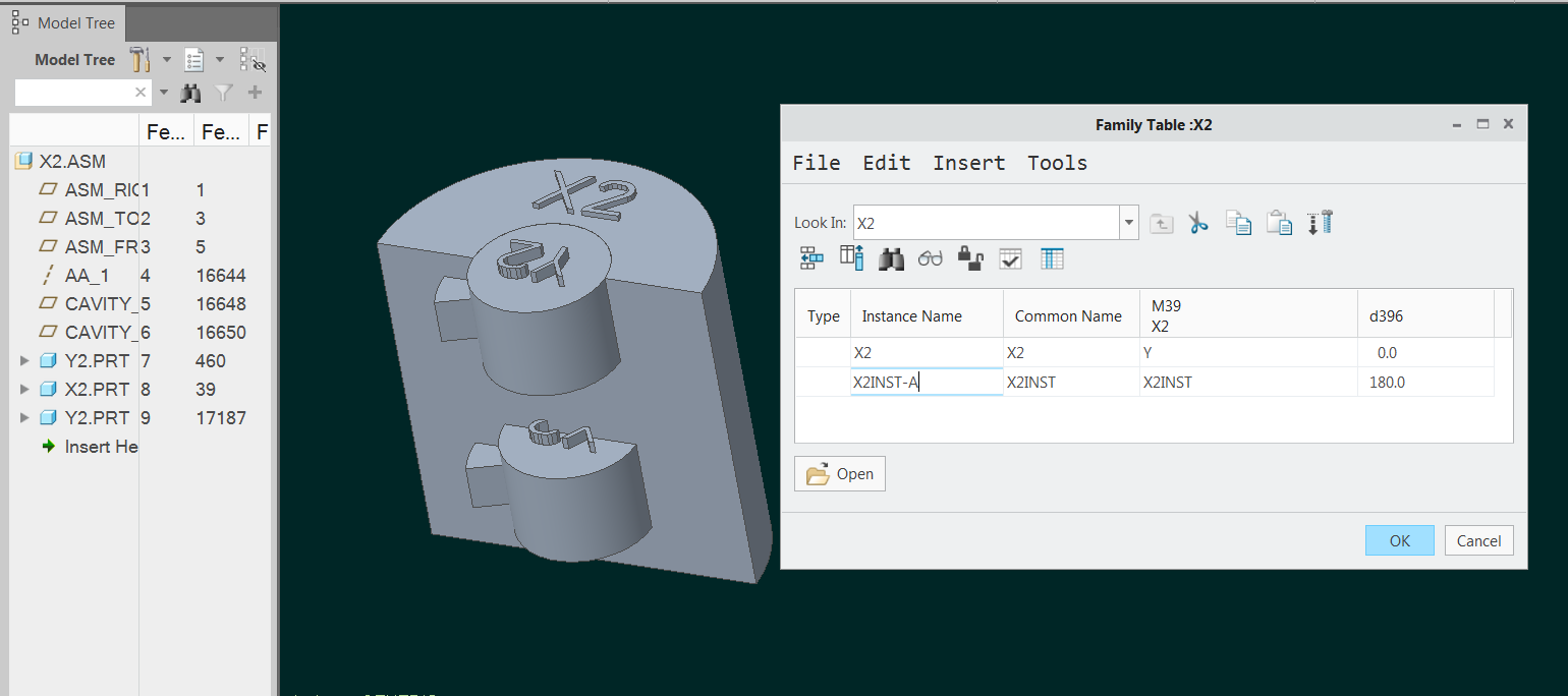 How to use a family table instance name in a famil... - PTC Community