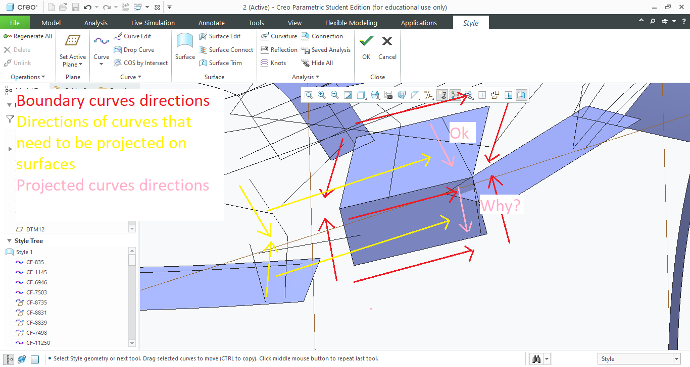 Solved: Why Does Curve Direction Flip After Dropping It on... - PTC ...