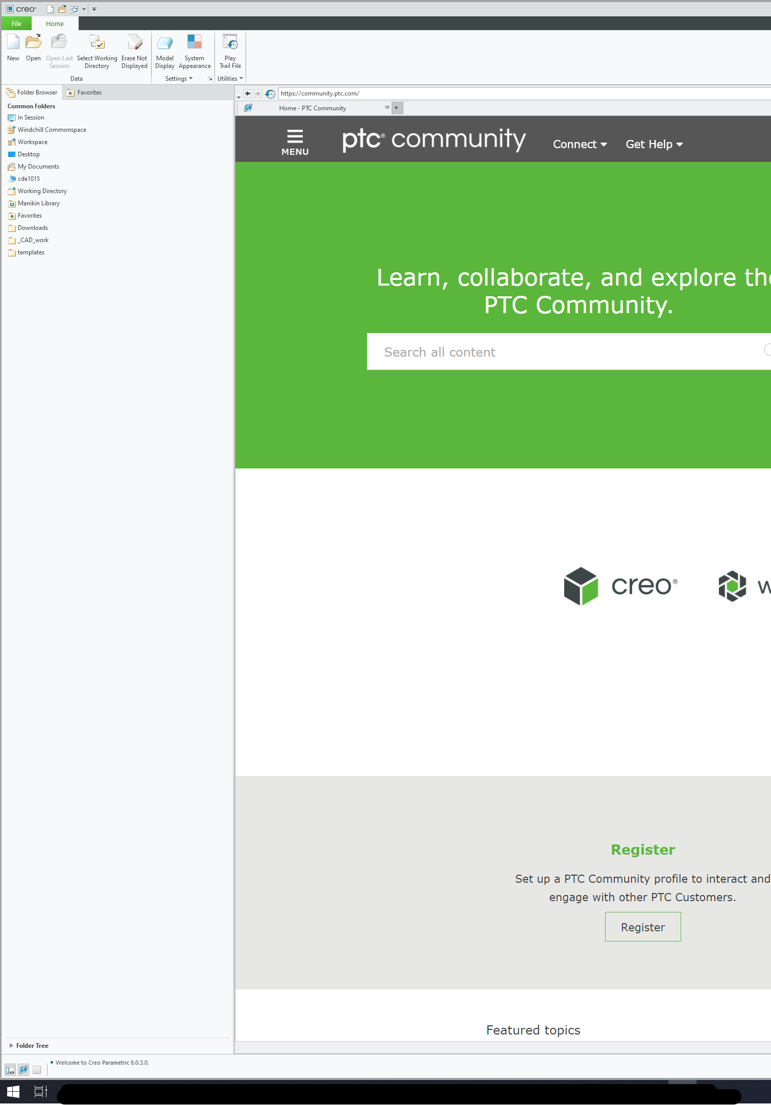 Creo Parametric 4.0 embedded chromium_browser disp... - PTC Community
