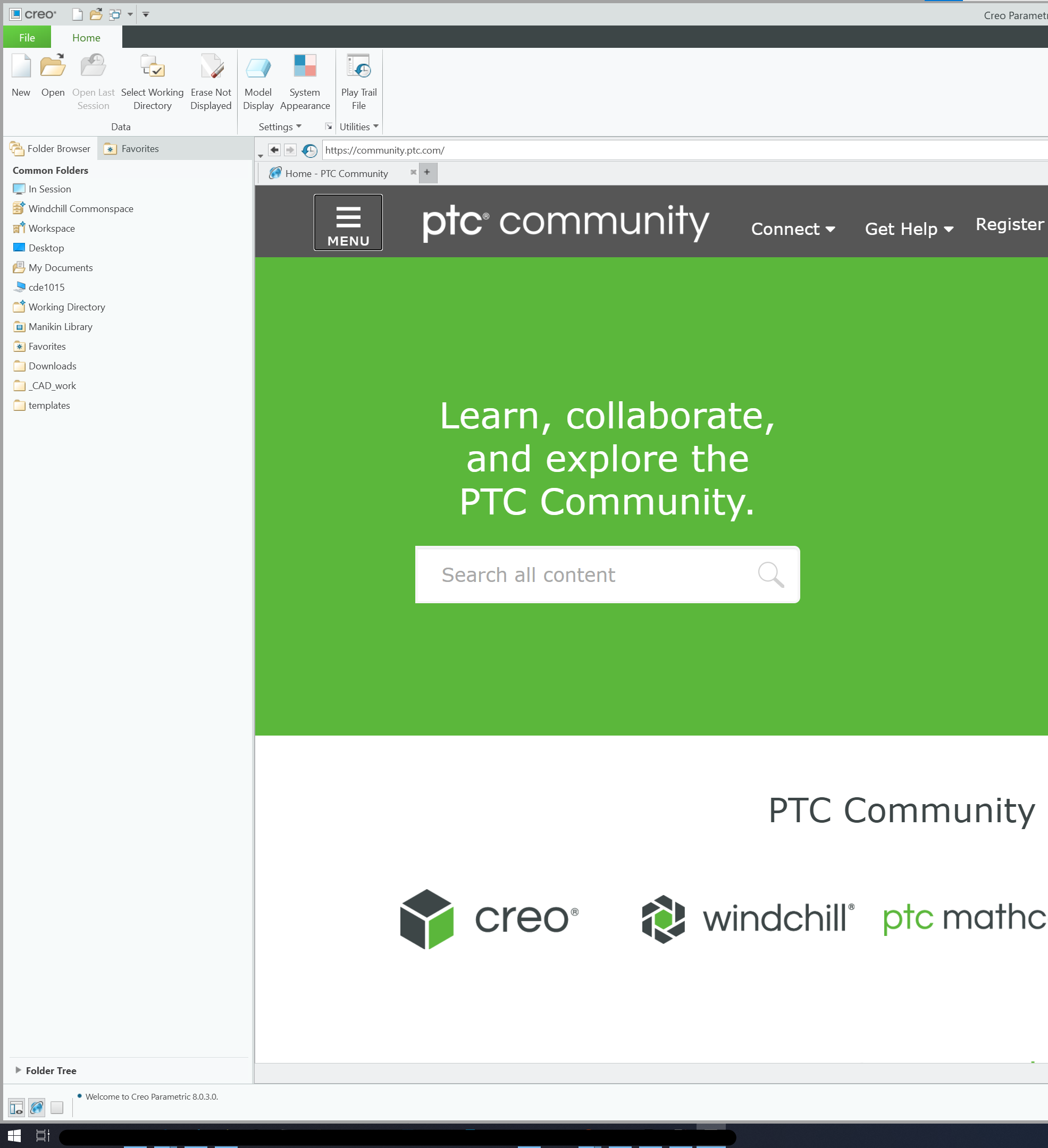 Creo Parametric 4.0 embedded chromium_browser disp... - PTC Community
