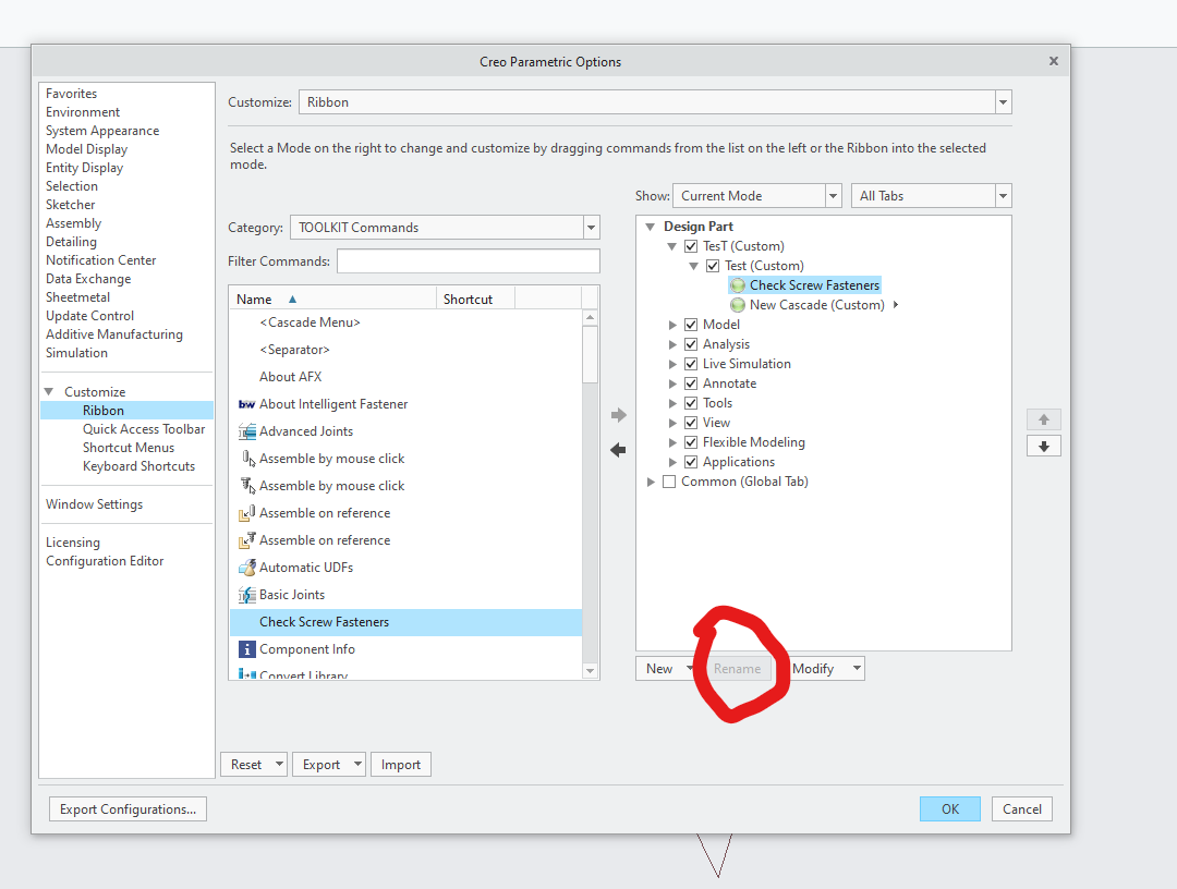 Solved: Re: Customization of toolbox in creo parametric - PTC Community