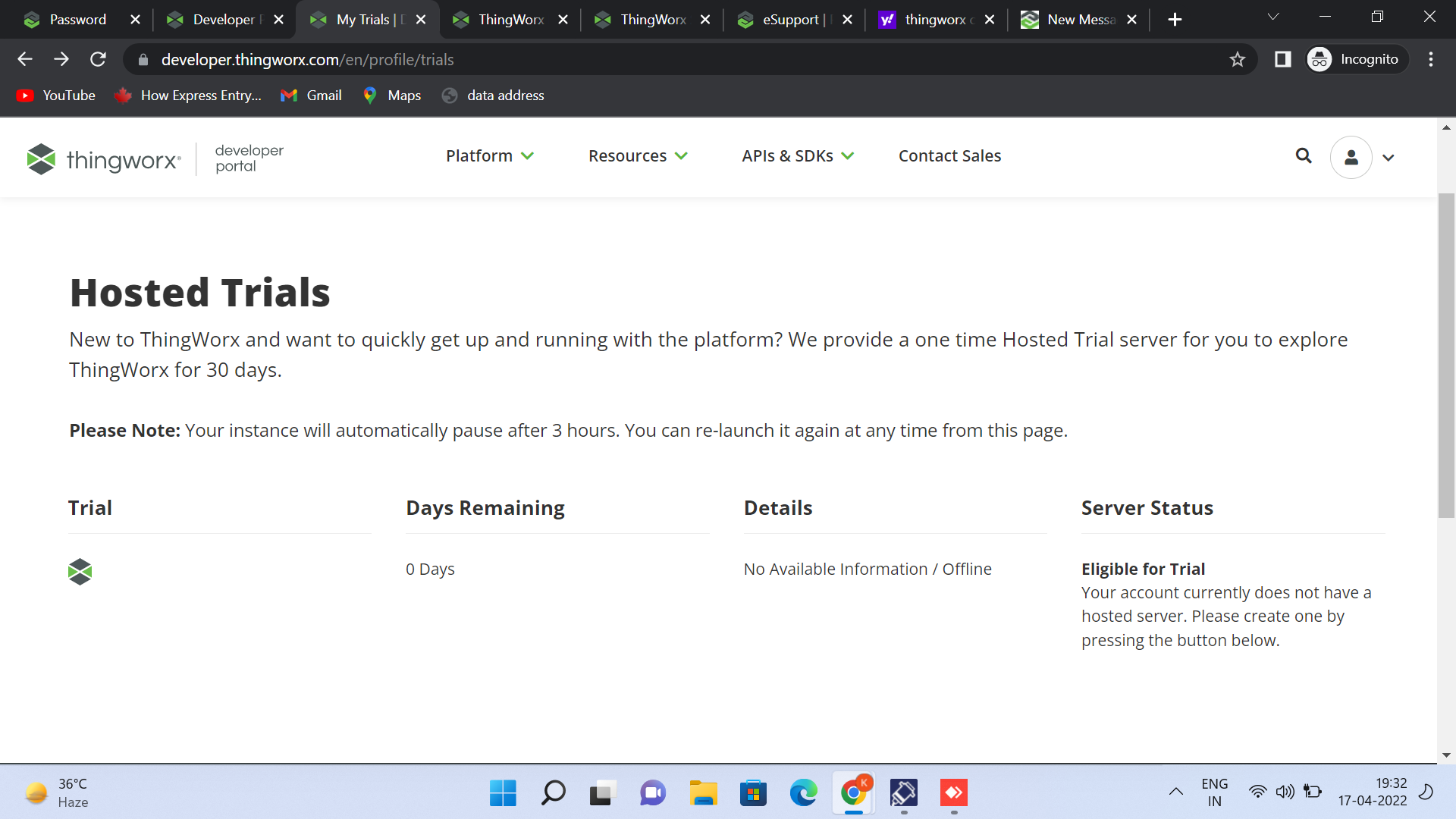 Solved Not Able To Create Thingworx Demo Server Ptc Community
