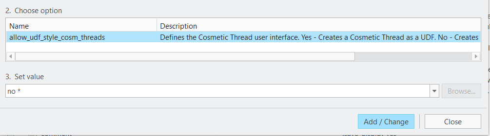 Solved: Unable to open cosmetic thread interface - PTC Community
