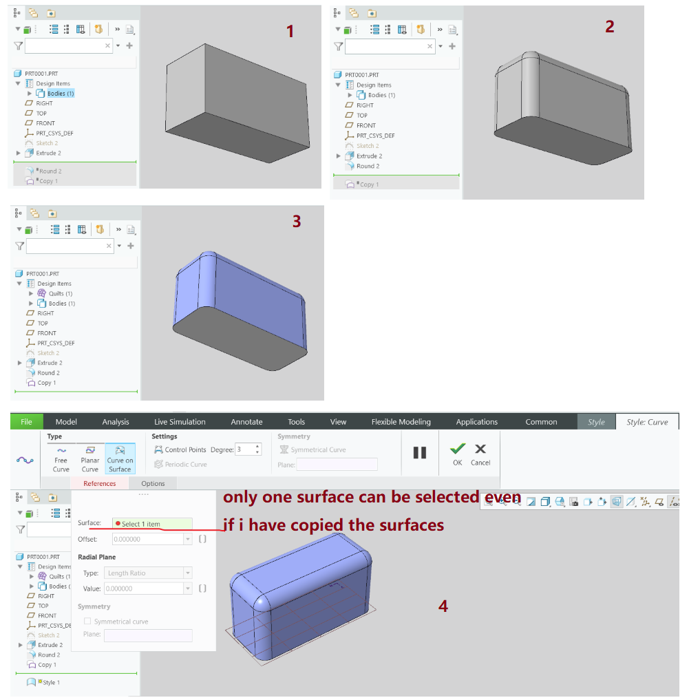 Solved: How to draw a freehand curve fitting the surface o... - PTC ...