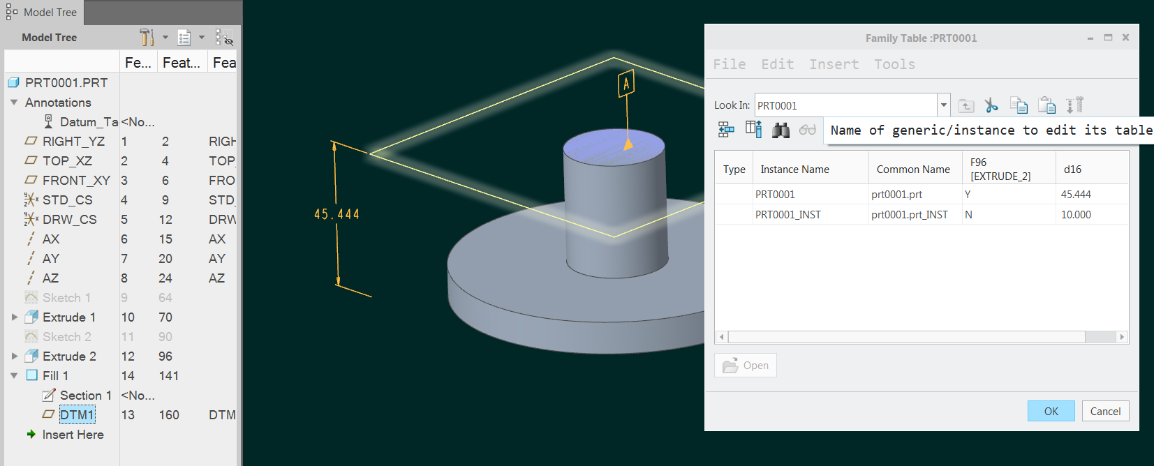 Solved: Datum tag in generic part (family table) - PTC Community