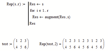 Solved: Repeat Matrix/vector in Mathcad - PTC Community