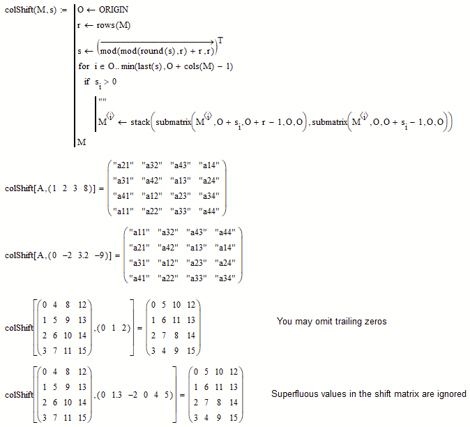 Solved: Shifting Matrix/Vector in Mathcad - PTC Community