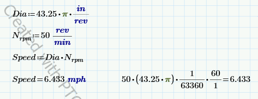 Solved: Obtain correct speed in MPH from RPM and tire dia. - PTC Community