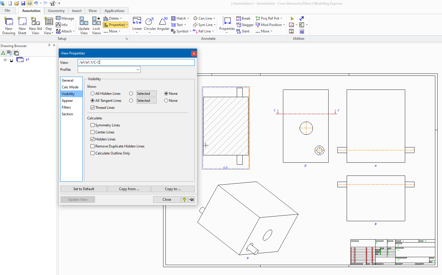 Solved: Hidden lines visible on section plane/view of an a... - PTC Community