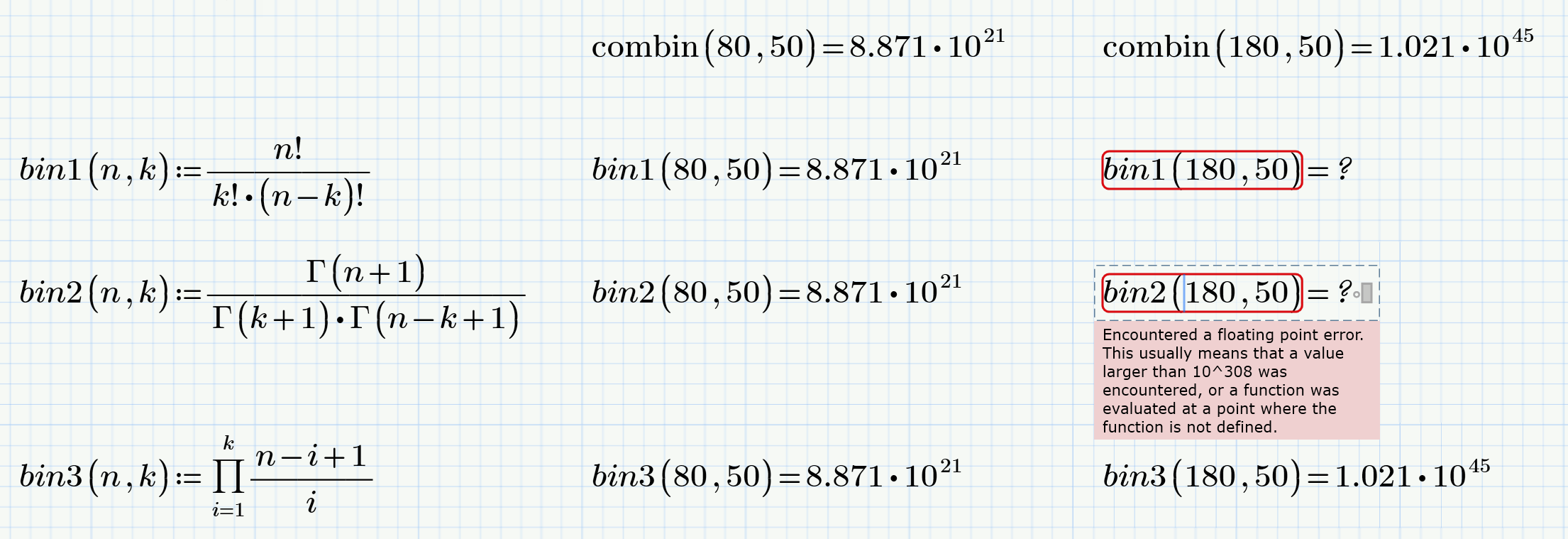 Solved: Binomial coefficients with Mathcad 8.0? - PTC Community