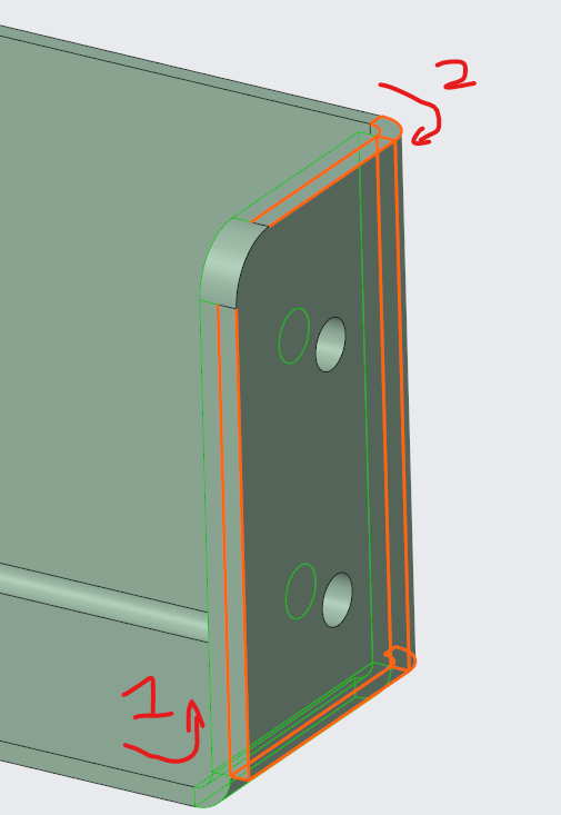Sheetmetal round/chamfer merges adjacent flanges - PTC Community