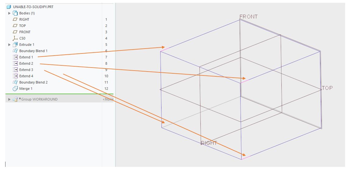 Solved Surface Model Function Extend Causes Single Side Ptc Community