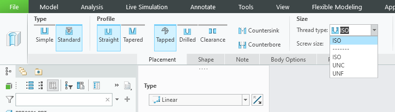 Creo Thread Type List Spelling Error - PTC Community